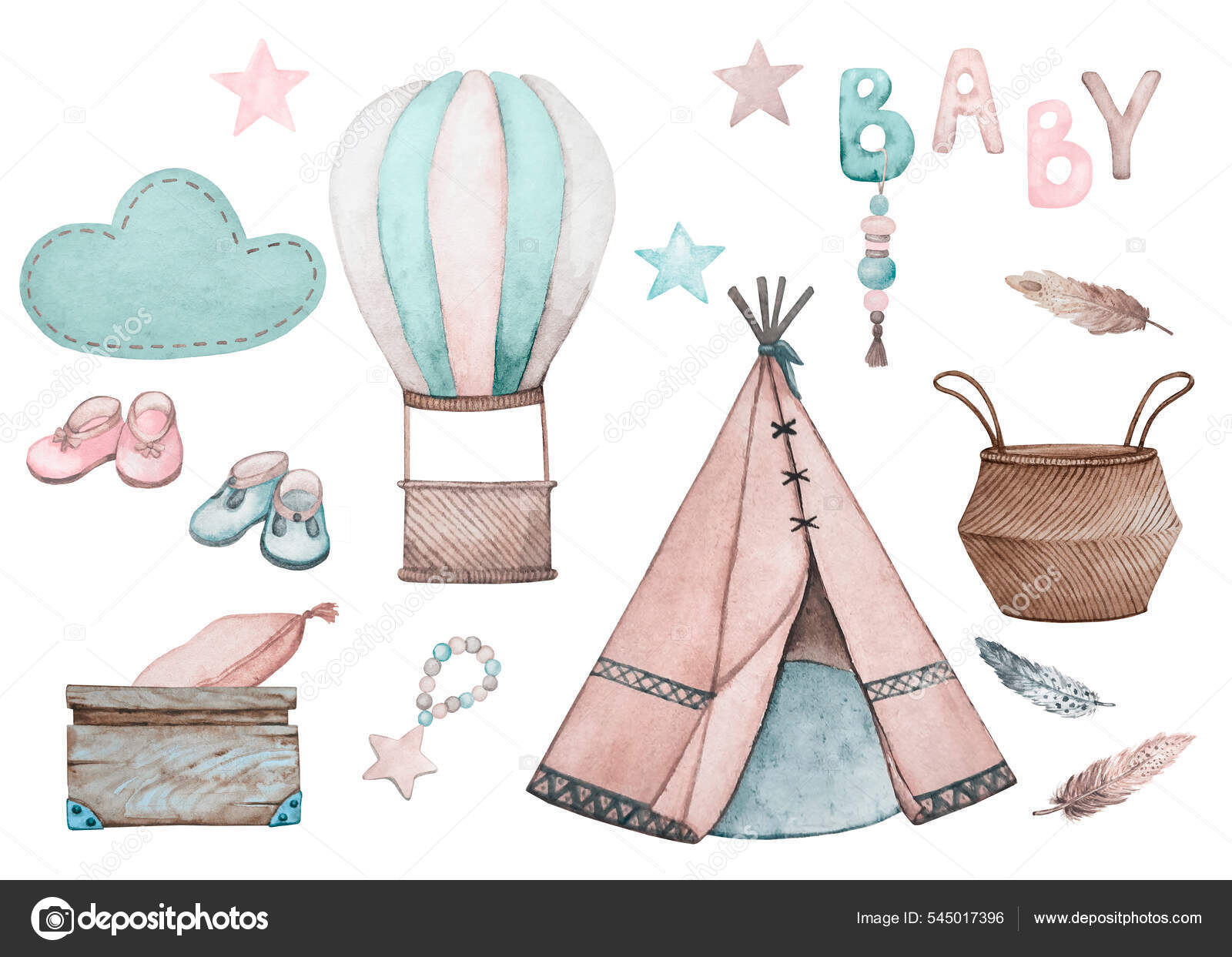 Children's Teepee Games Hot Air Balloon Cloud Baby Lettering Toys Stock ...