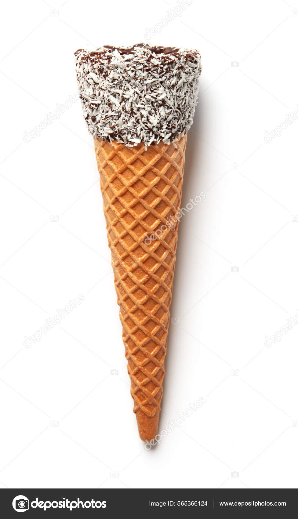Waffle Ice Cream Cone White Background Stock Photo by ©Goir 565366124