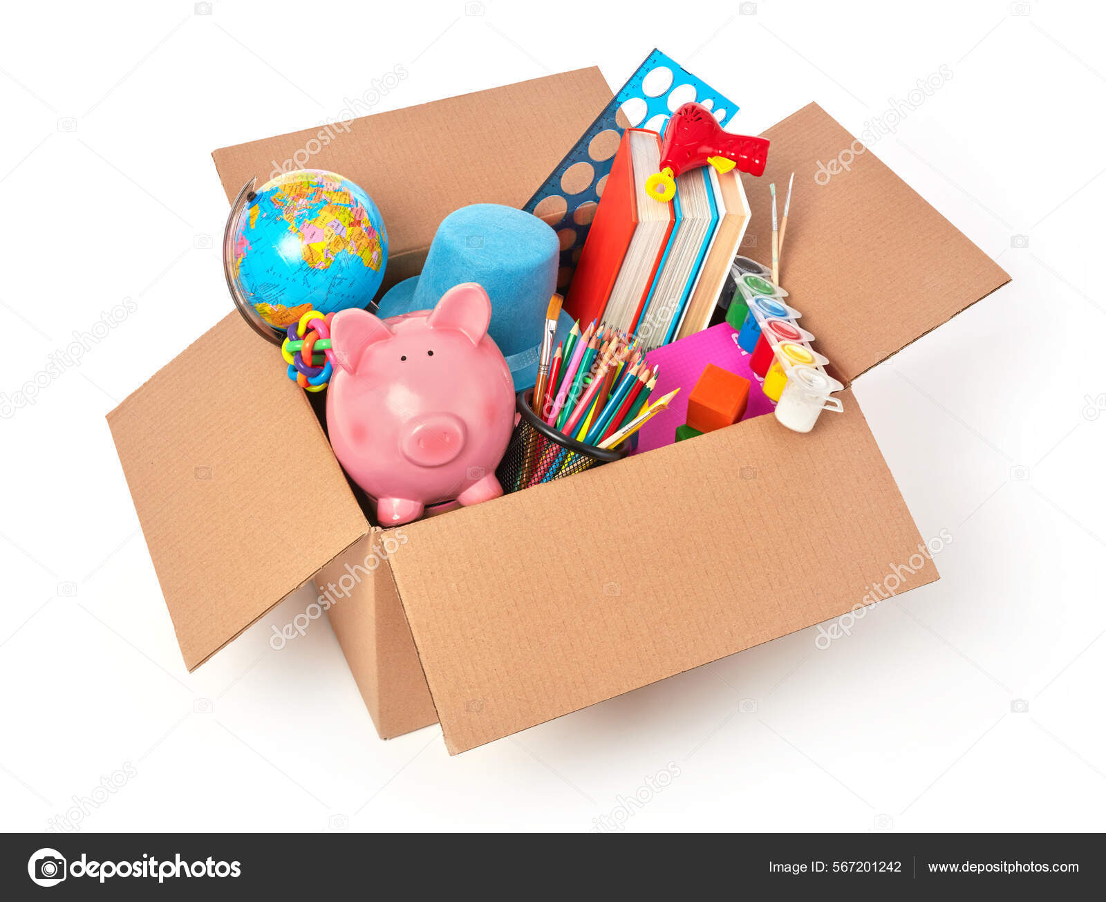 Cardboard Box Full Kid's Toys Stock Illustration by ©Goir #567201242