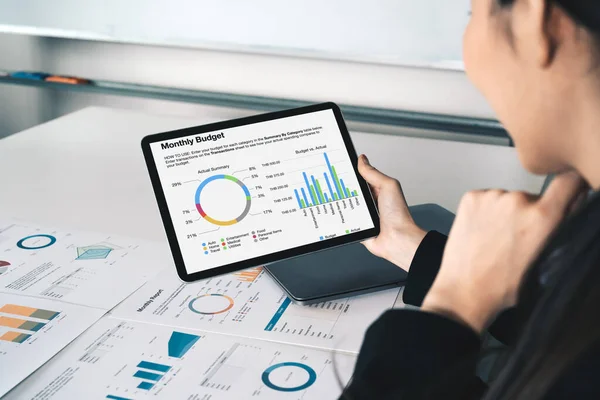 Finance manager discussing company growth project success financial ...