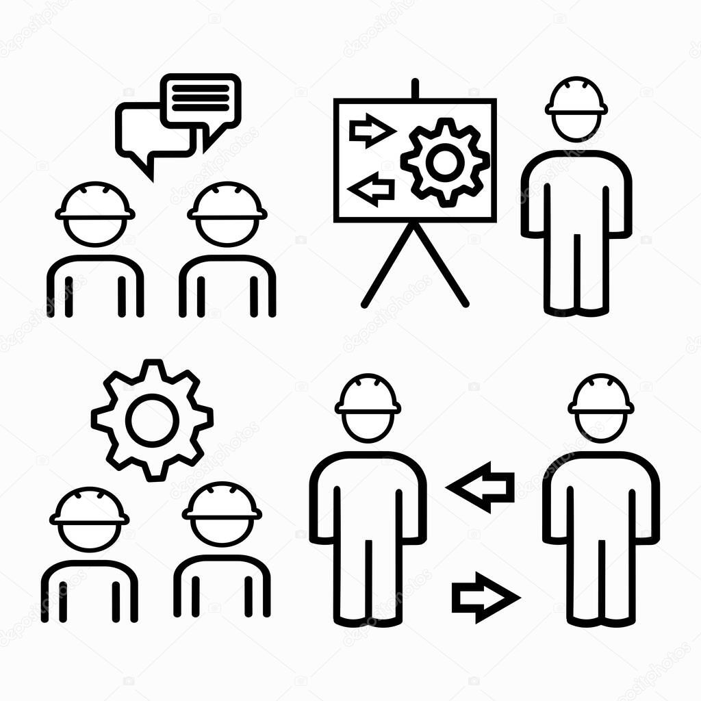 Conjunto simple de personas de ingenier a relacionados con los iconos de la l nea vectorial ...