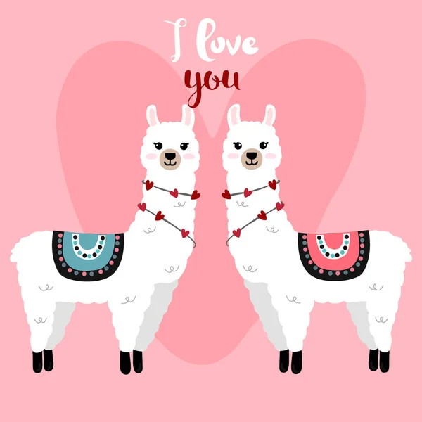Cute Llama Illustration Blue Background Hearts Cartoon Flat Style Alpaca Stock Vector by ...