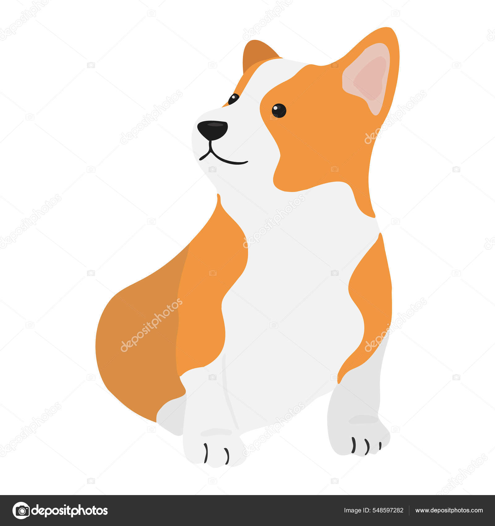 Corgi Perro Vector Ilustración Dibujos Animados Lindo Perrito Corgi ...