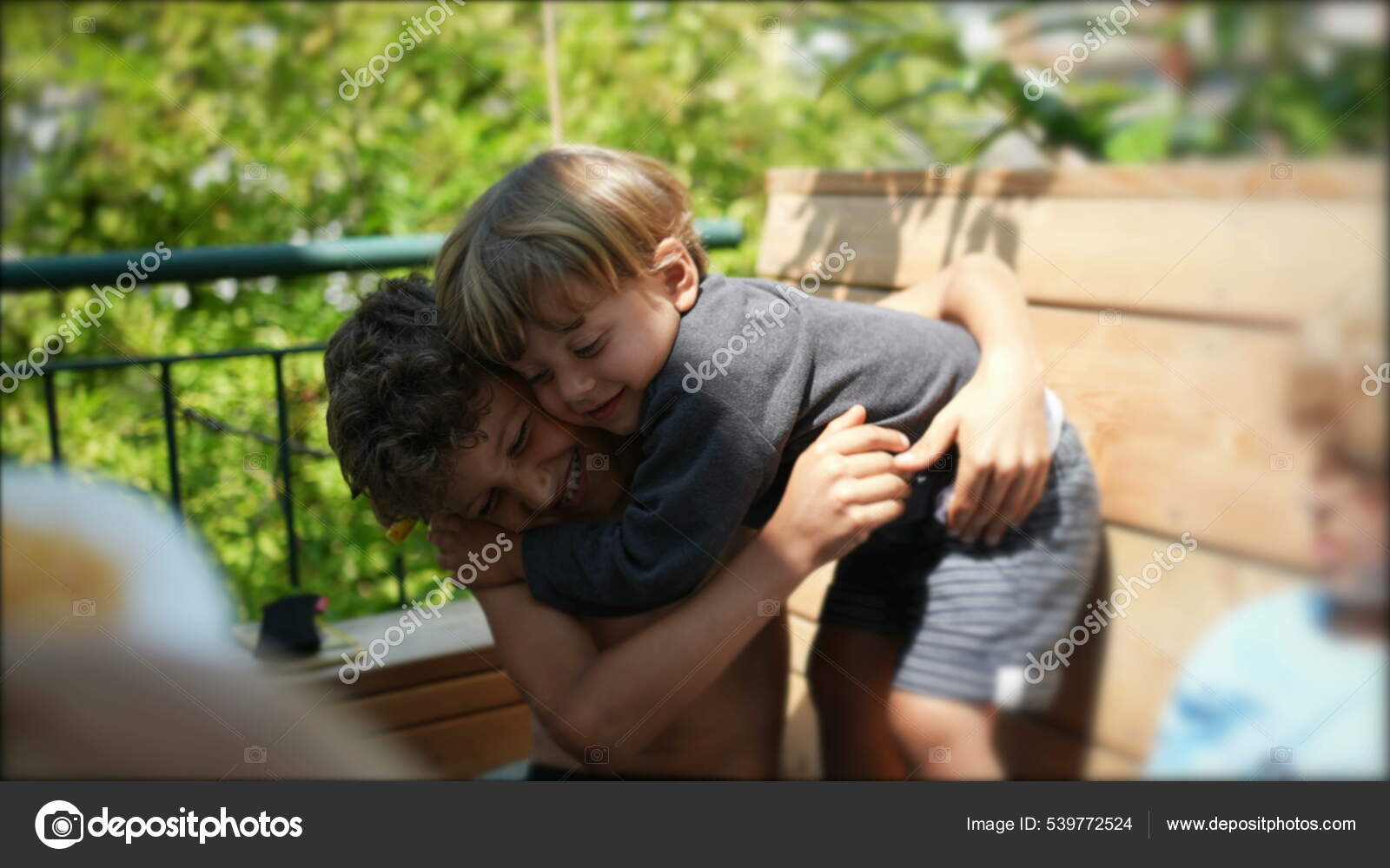 Two Small Brothers Embrace Authentic Real Life Family Love Affection ...