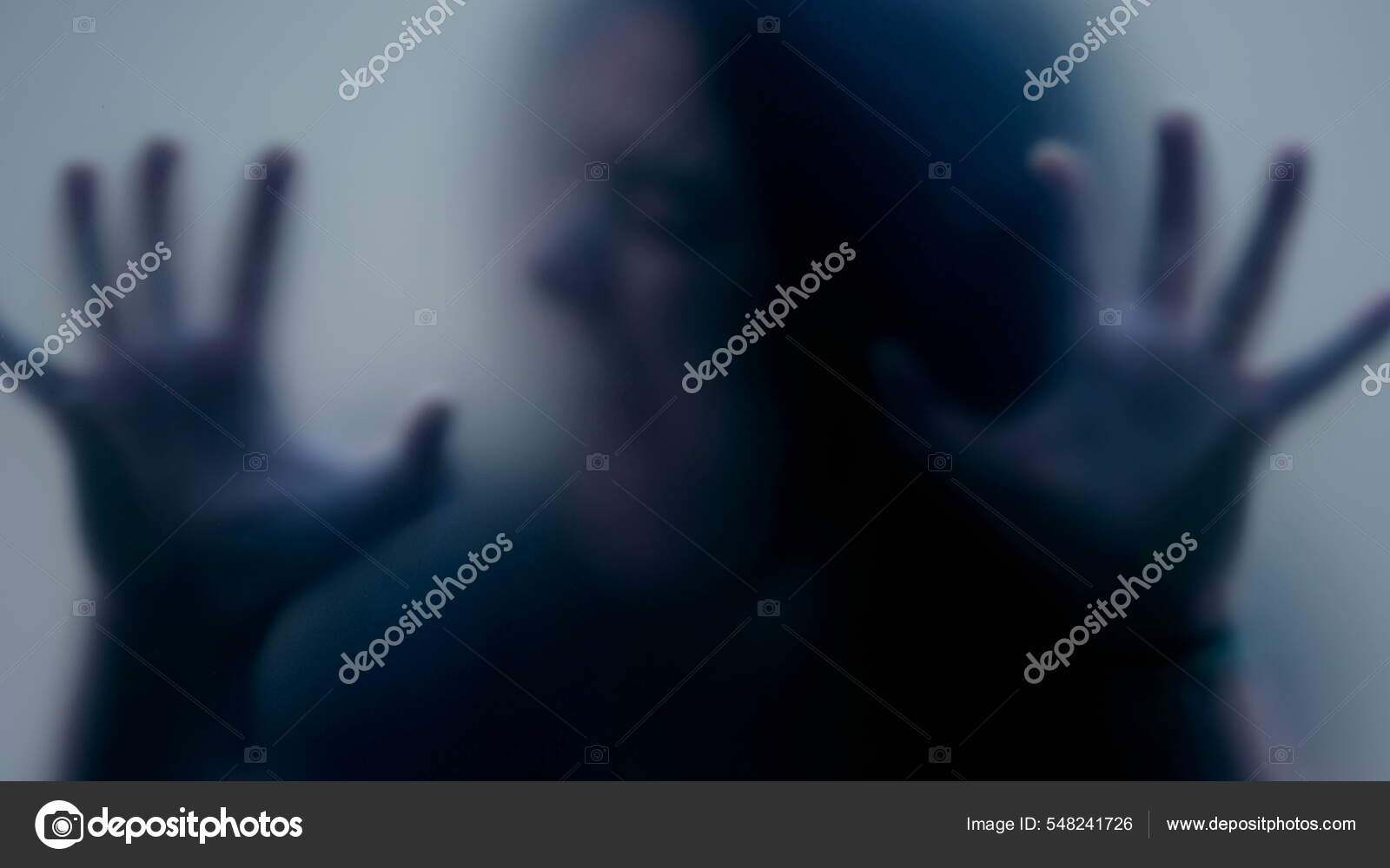 Defocused Shot Person Trapped Emotional Problems Glass Depression ...