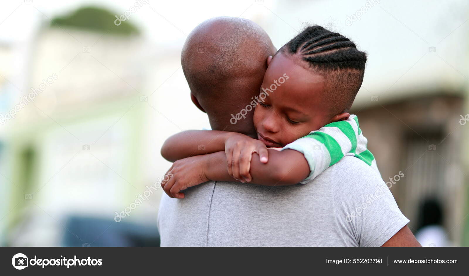African Son Hugging Father Black Ethnicity Family Love Affection ...