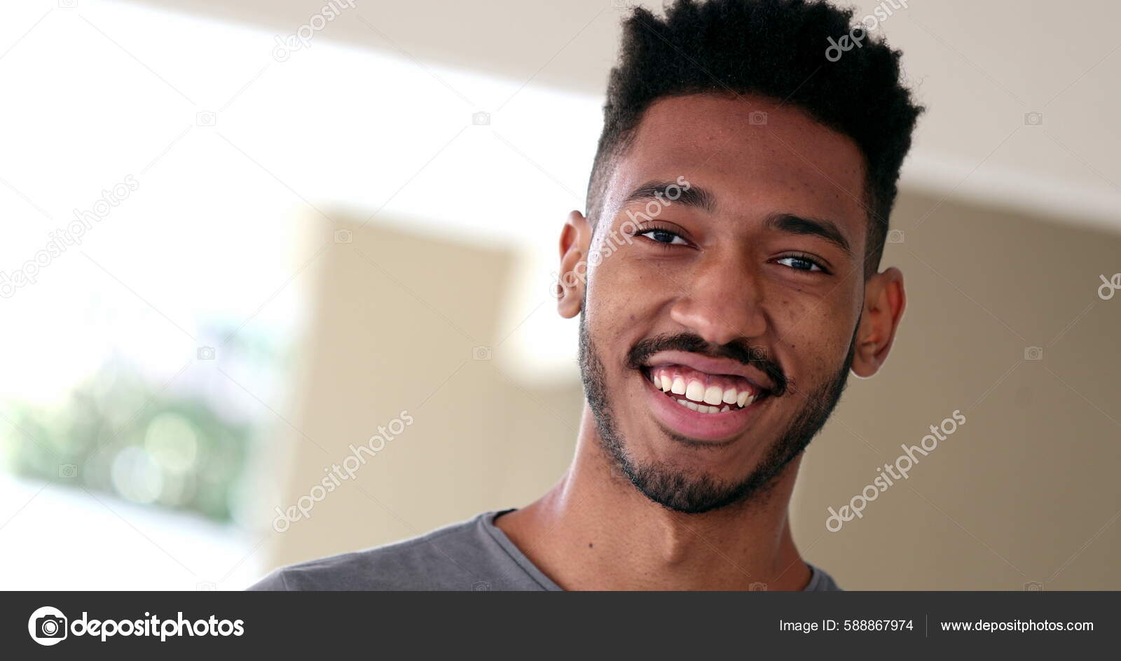 Mixed Race Young Man Black Ethnicity Person Smiling Portrait Face ...