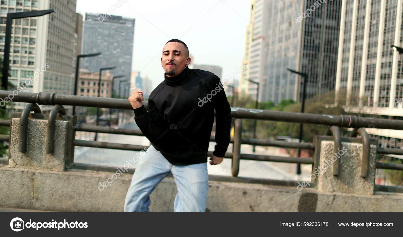 Happy Hispanic Man Dancing Celebrating — Foto de stock © zanuckcalilus ...