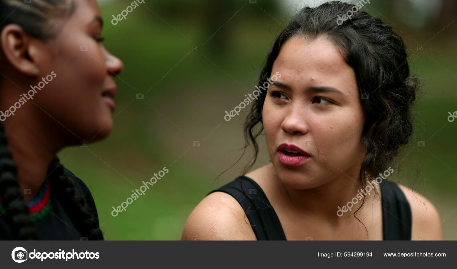 Two Diverse Friends Laughing Smiling Together Mixed Race Girlfriends ...
