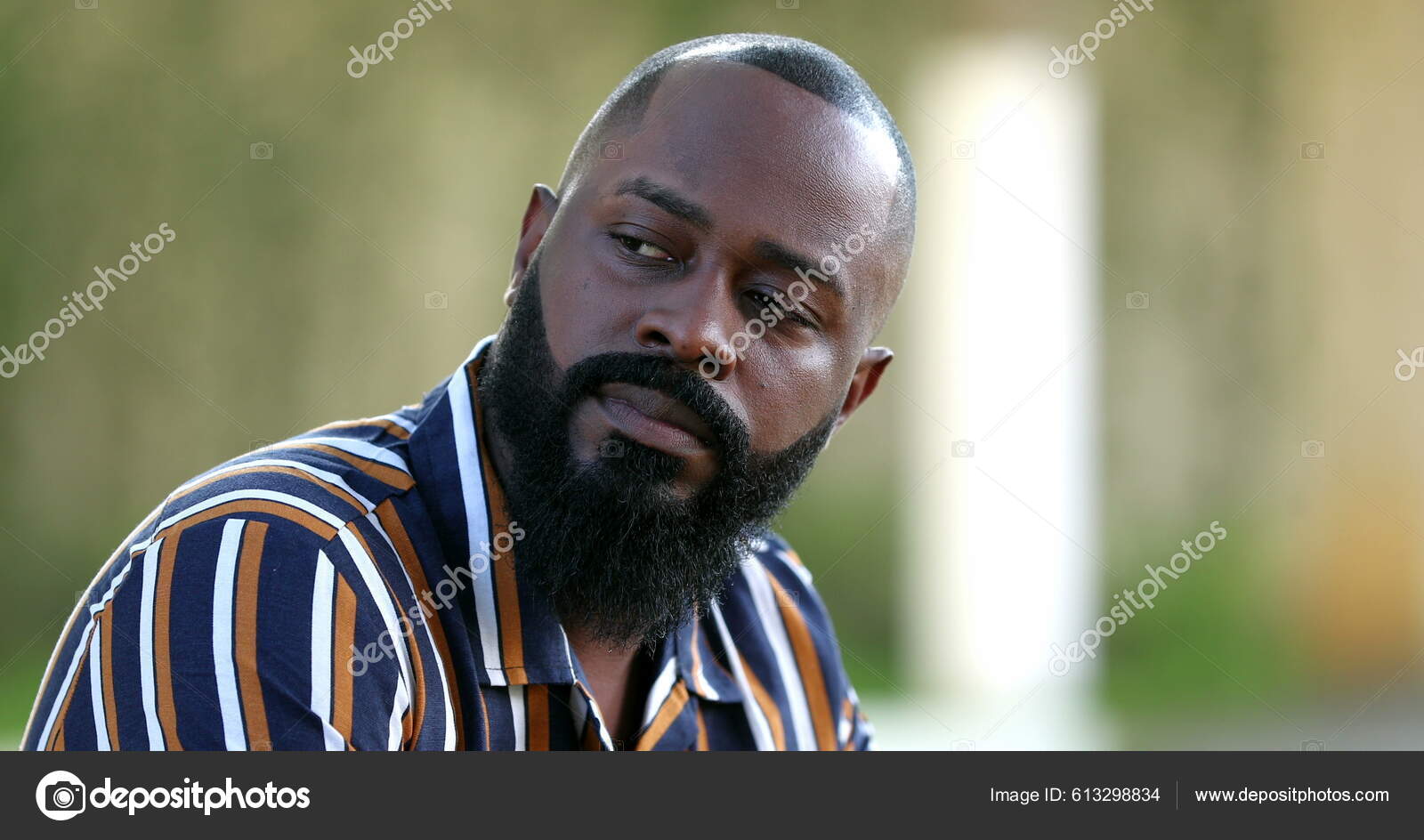 Thoughtful Black African Man Thinking Solution — Stock Photo ...