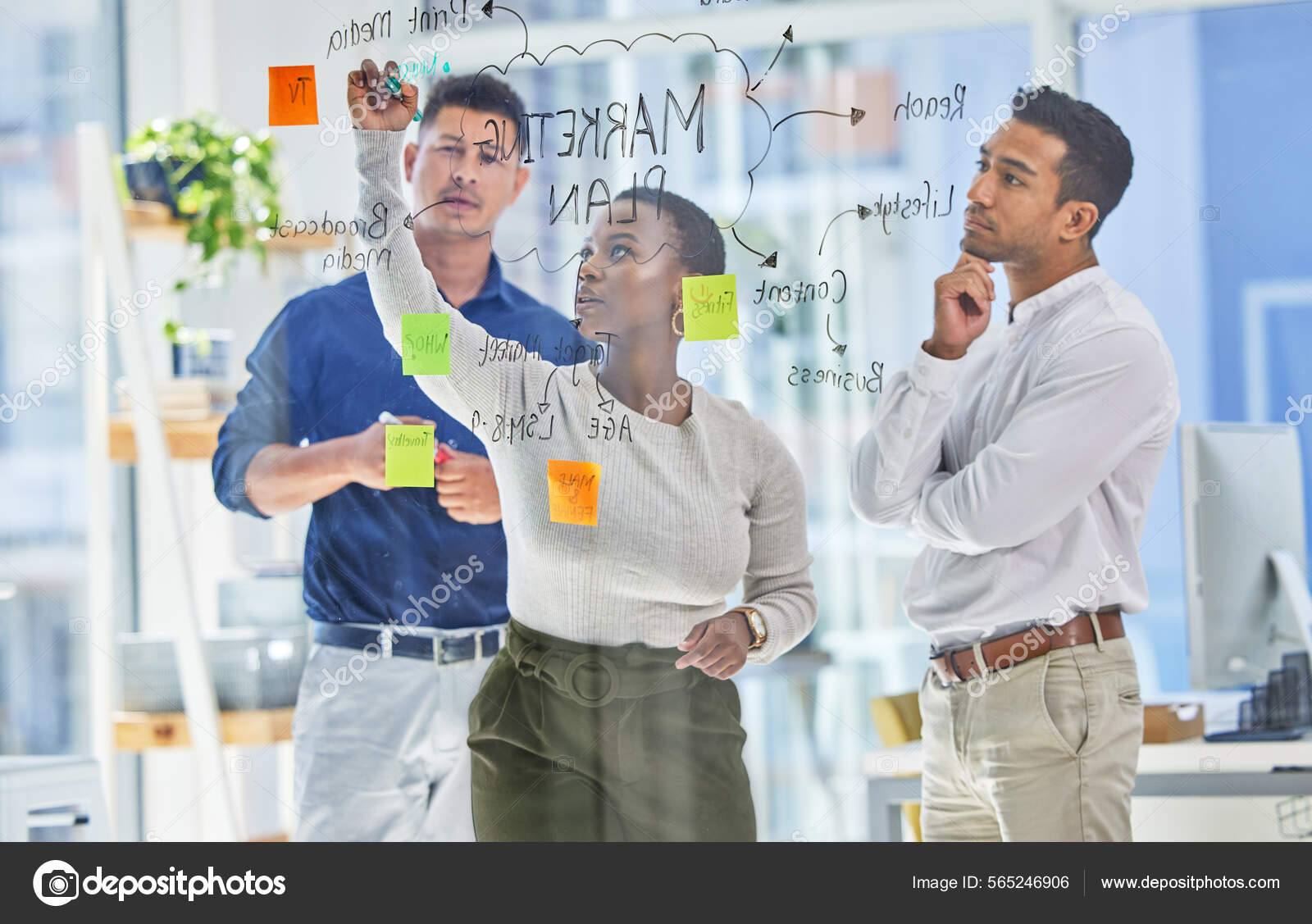 The solution to our problem is easy.... Shot of three coworkers ...