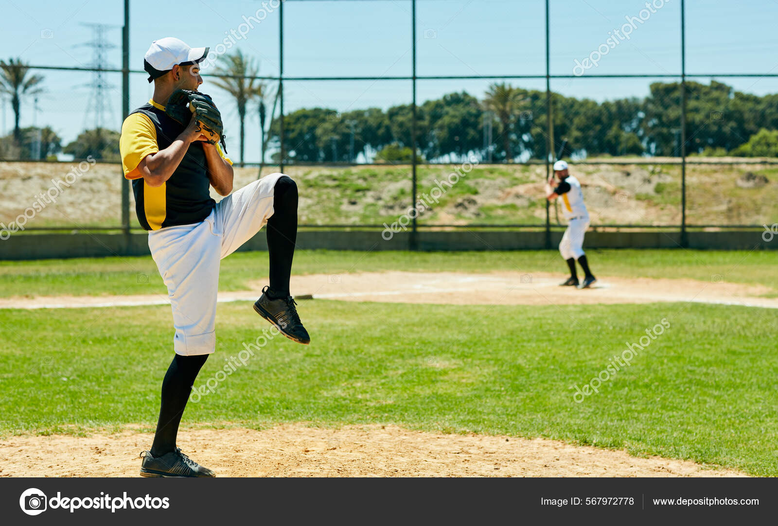 Putting his pitching skills to work. Full length shot of a handsome ...