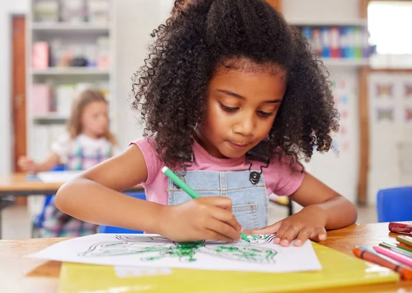 Colouring Trains Brain Focus Preschooler Colouring Class Stock Photo by ...