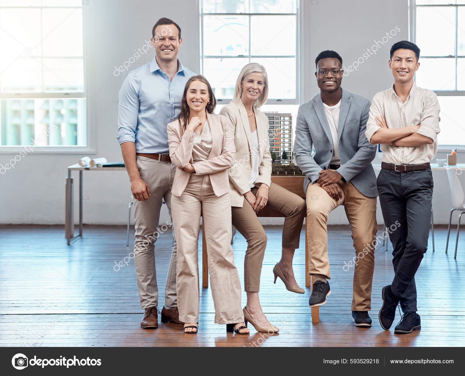 Happy Diverse Office Workers