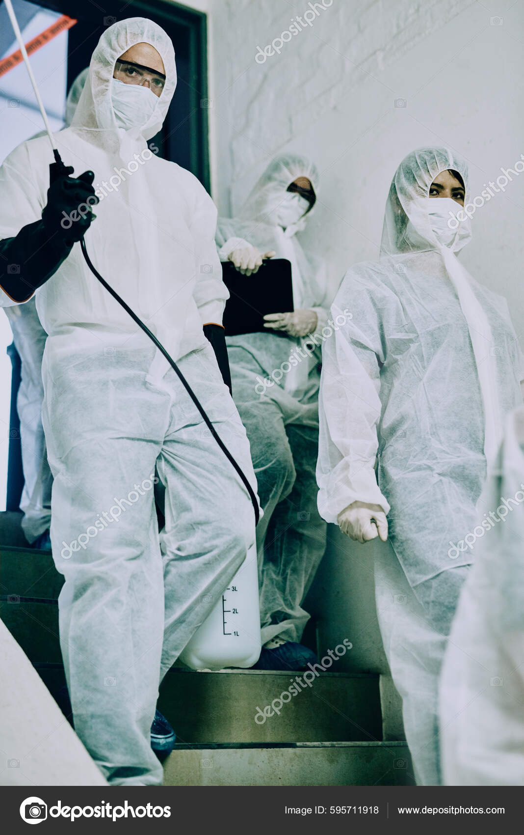Dream Virus Fighting Team Group Healthcare Workers Wearing Hazmat Suits ...