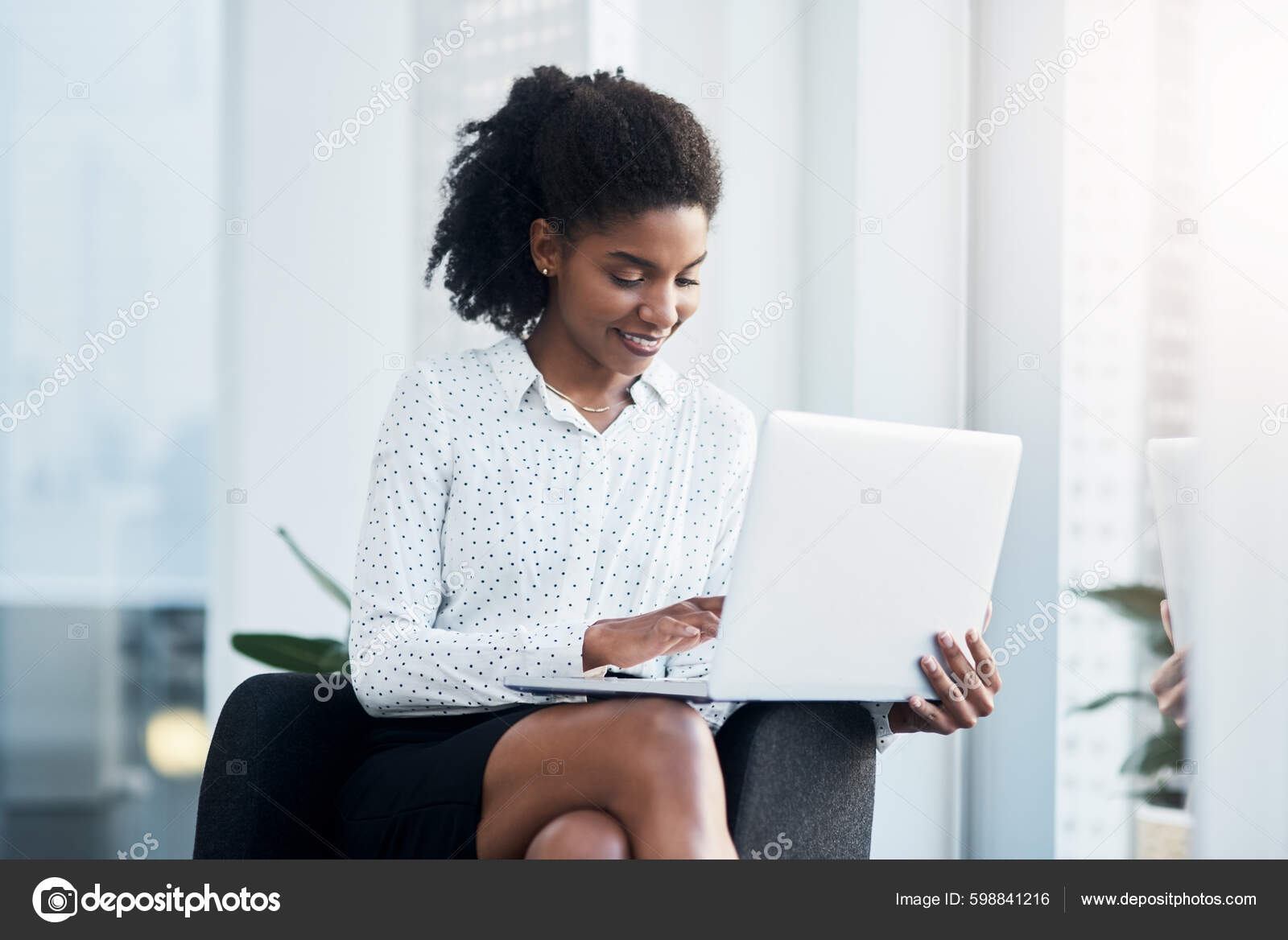 Hard Work Makes Dream Work Young Businesswoman Using Laptop Modern ...
