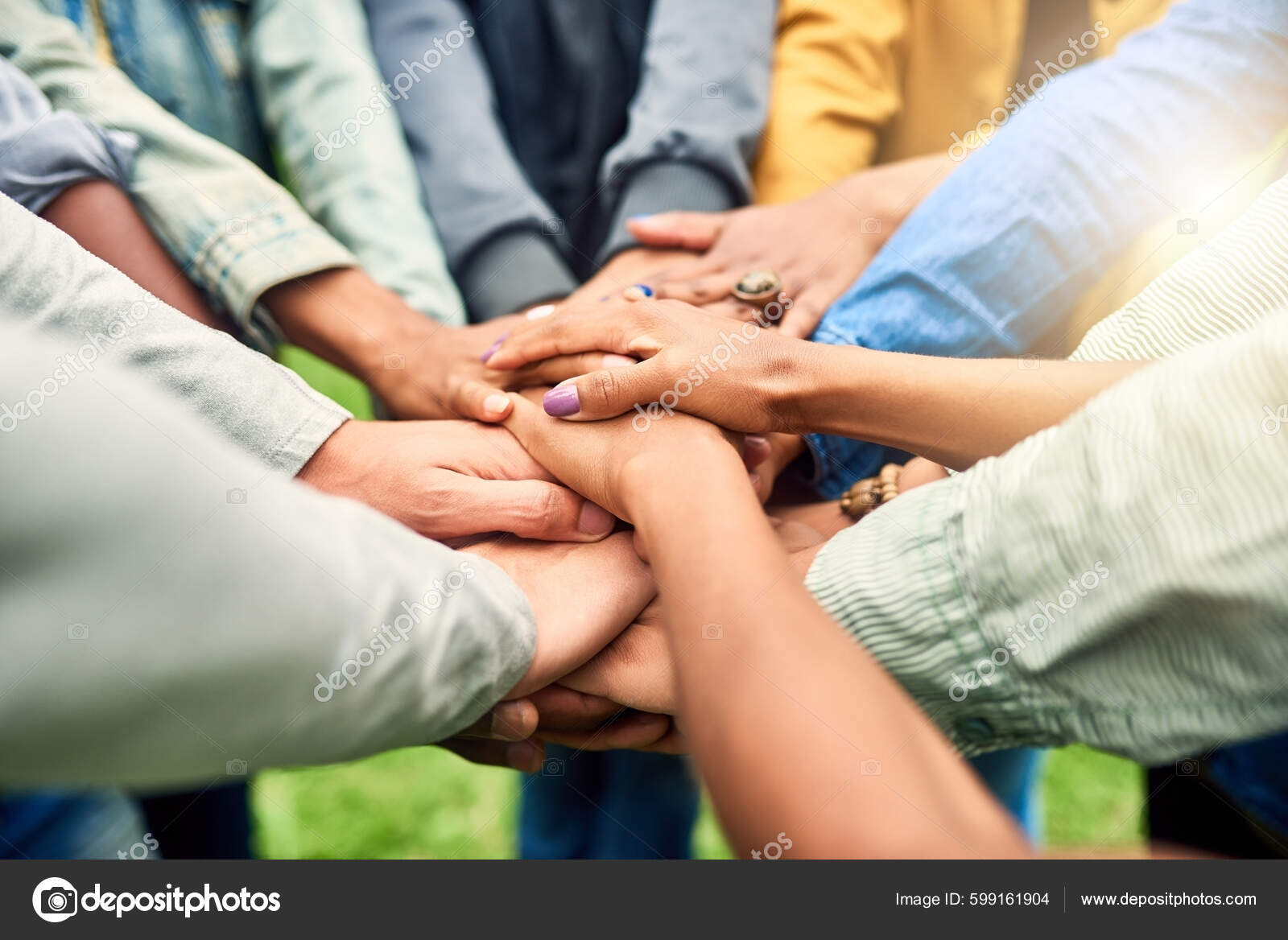 Together Better Group People Joining Hands Together Stock Photo by ...