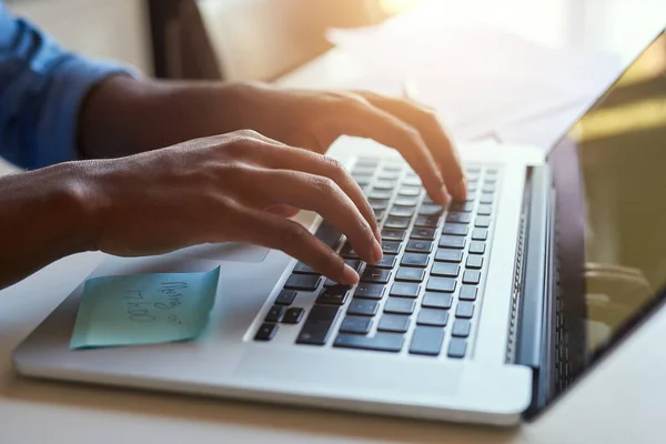 His Typing Game Closeup Unrecognizable Man Working Typing His Laptop ...