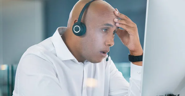 Shocked, stressed and annoyed call center agent having a bad day at ...