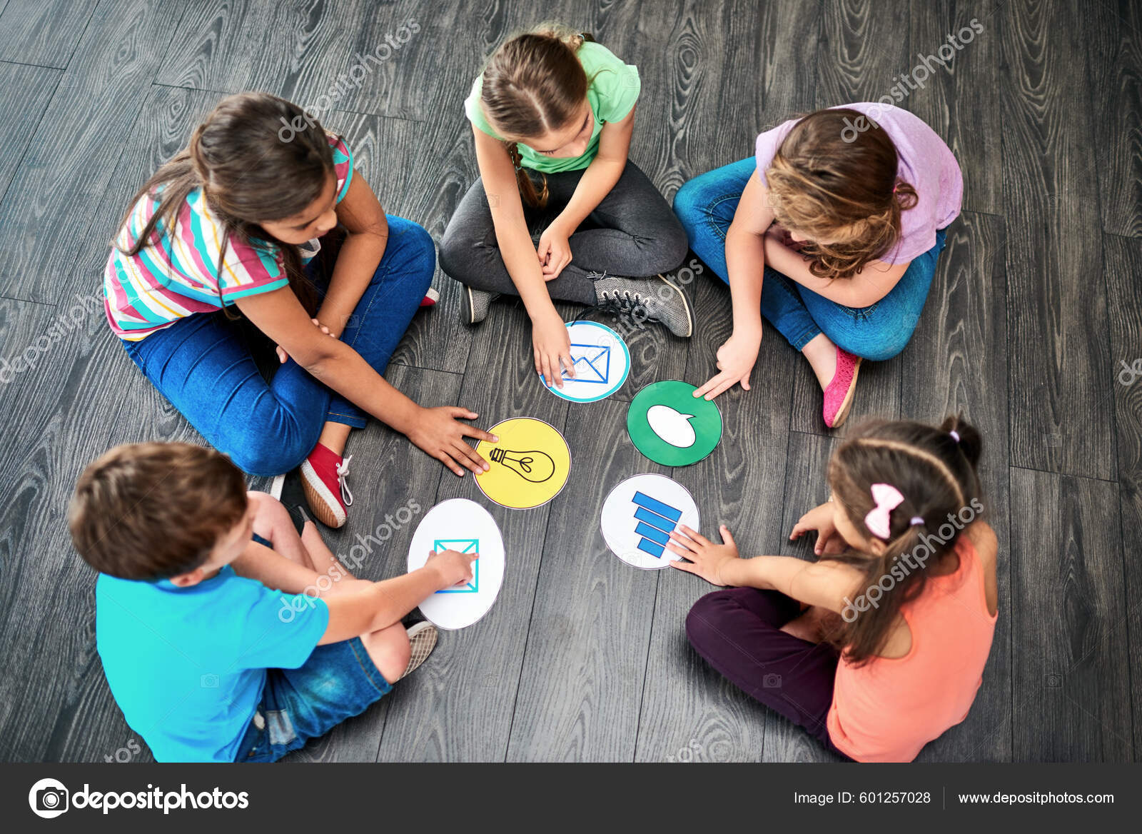 Learn Play Everyday High Angle Shot Group Kids Playing Game — Stock ...