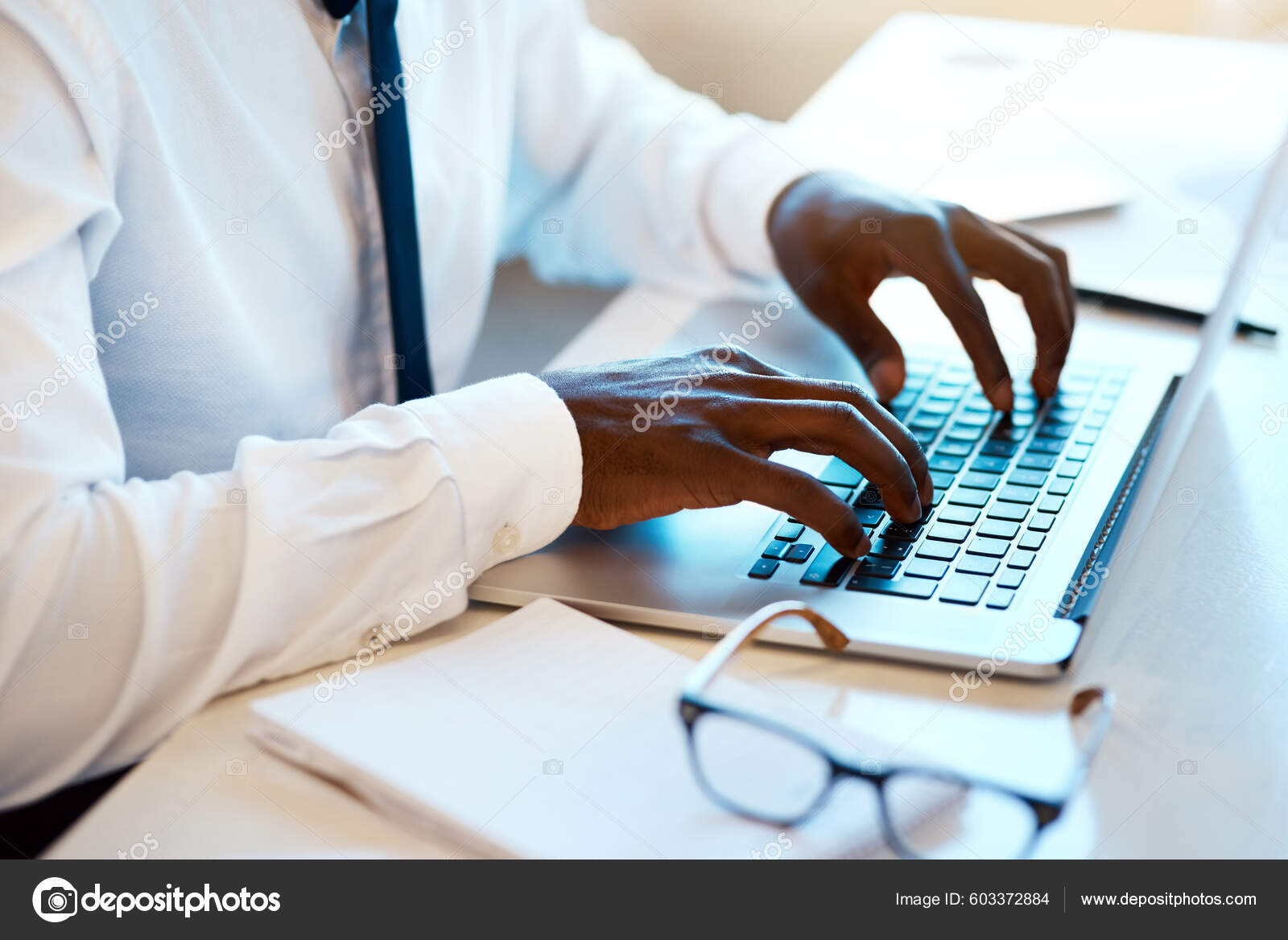 His Typing Game Closeup Unrecognizable Man Working Typing His Laptop ...