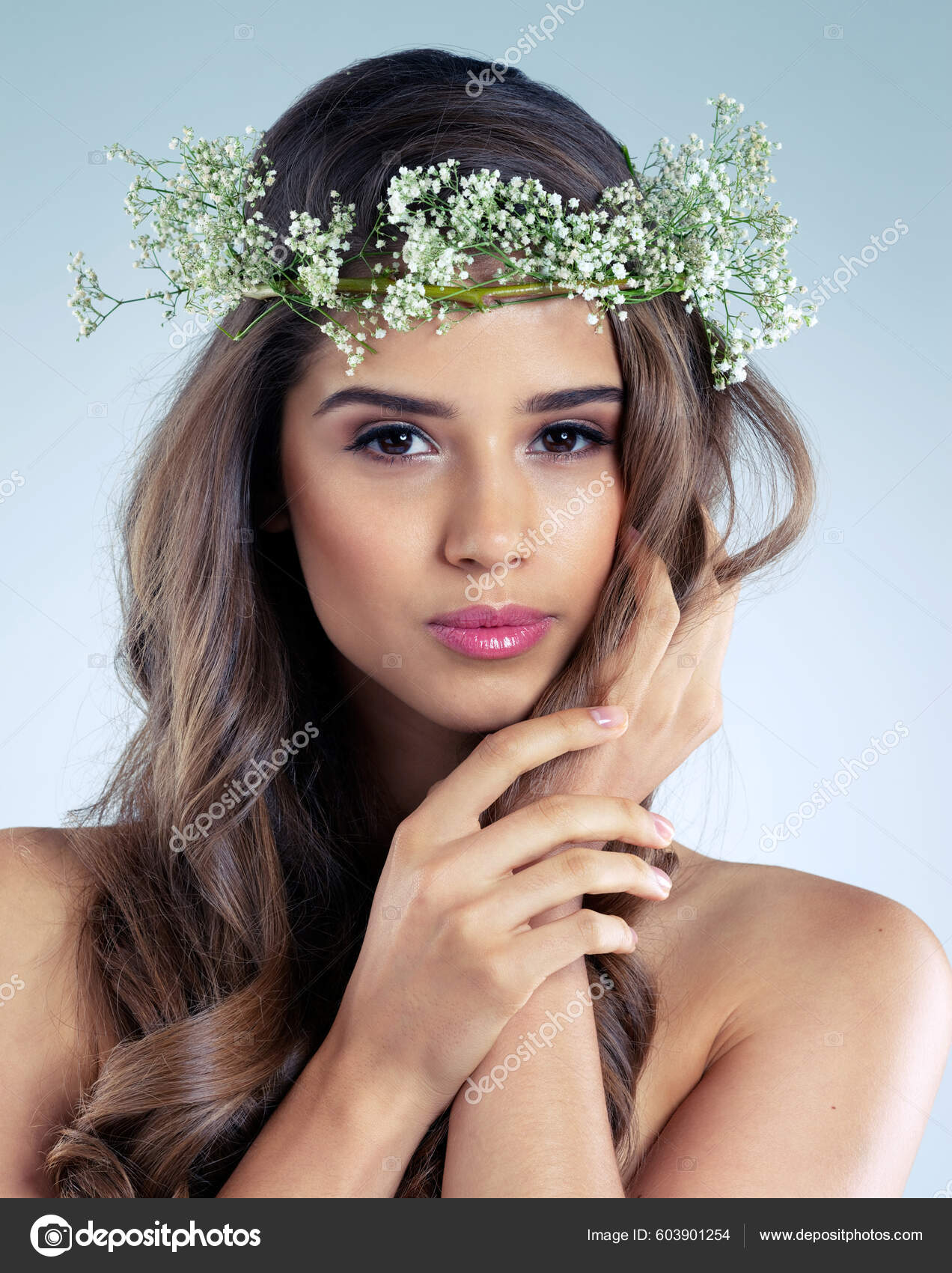 Keeping Beauty Fresh Feminine Studio Shot Beautiful Young Woman Wearing ...
