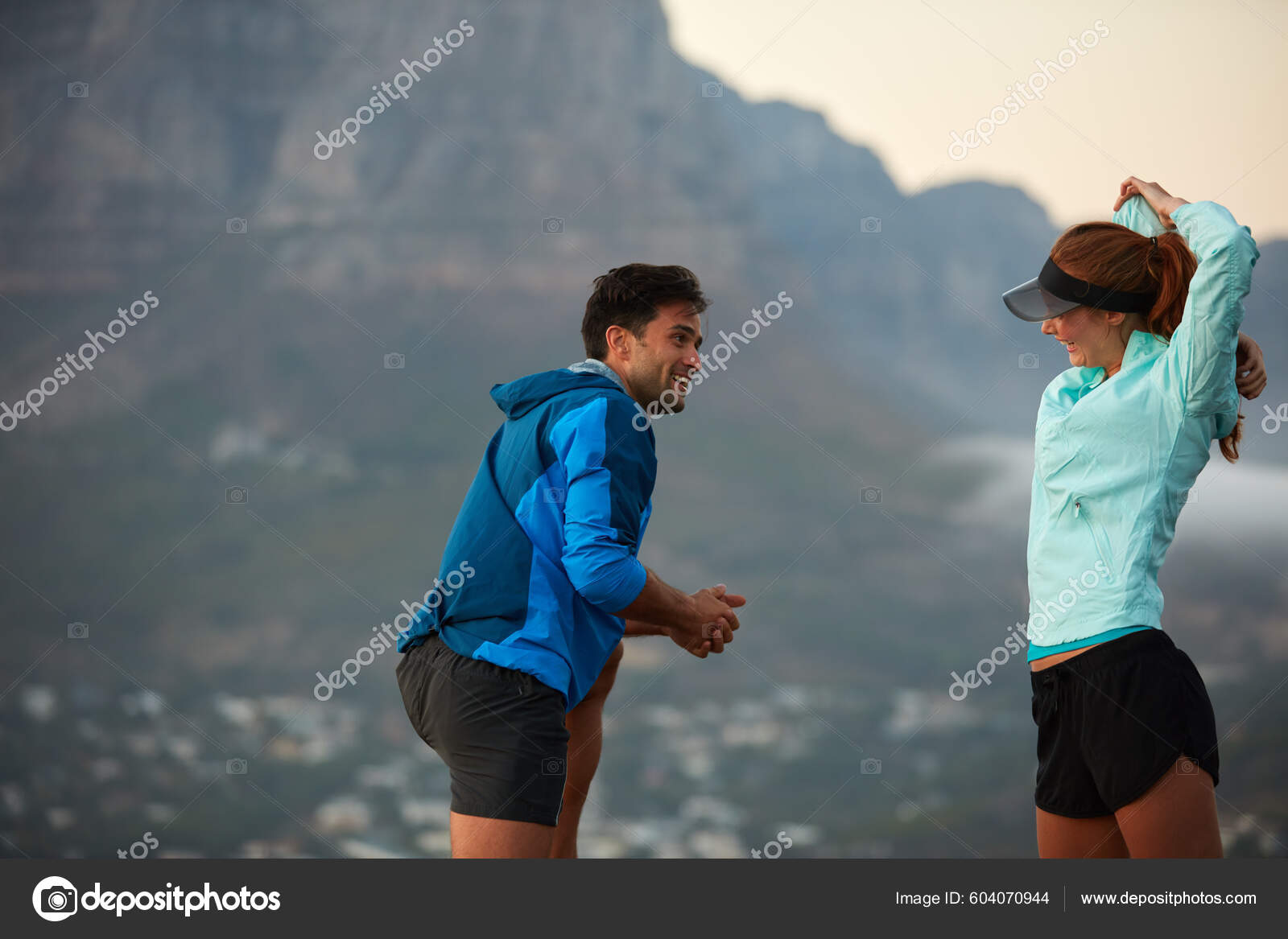 Good Stretches Make Great Runs Athletic Young Couple Out Run — Stock Photo © PeopleImages.com ...