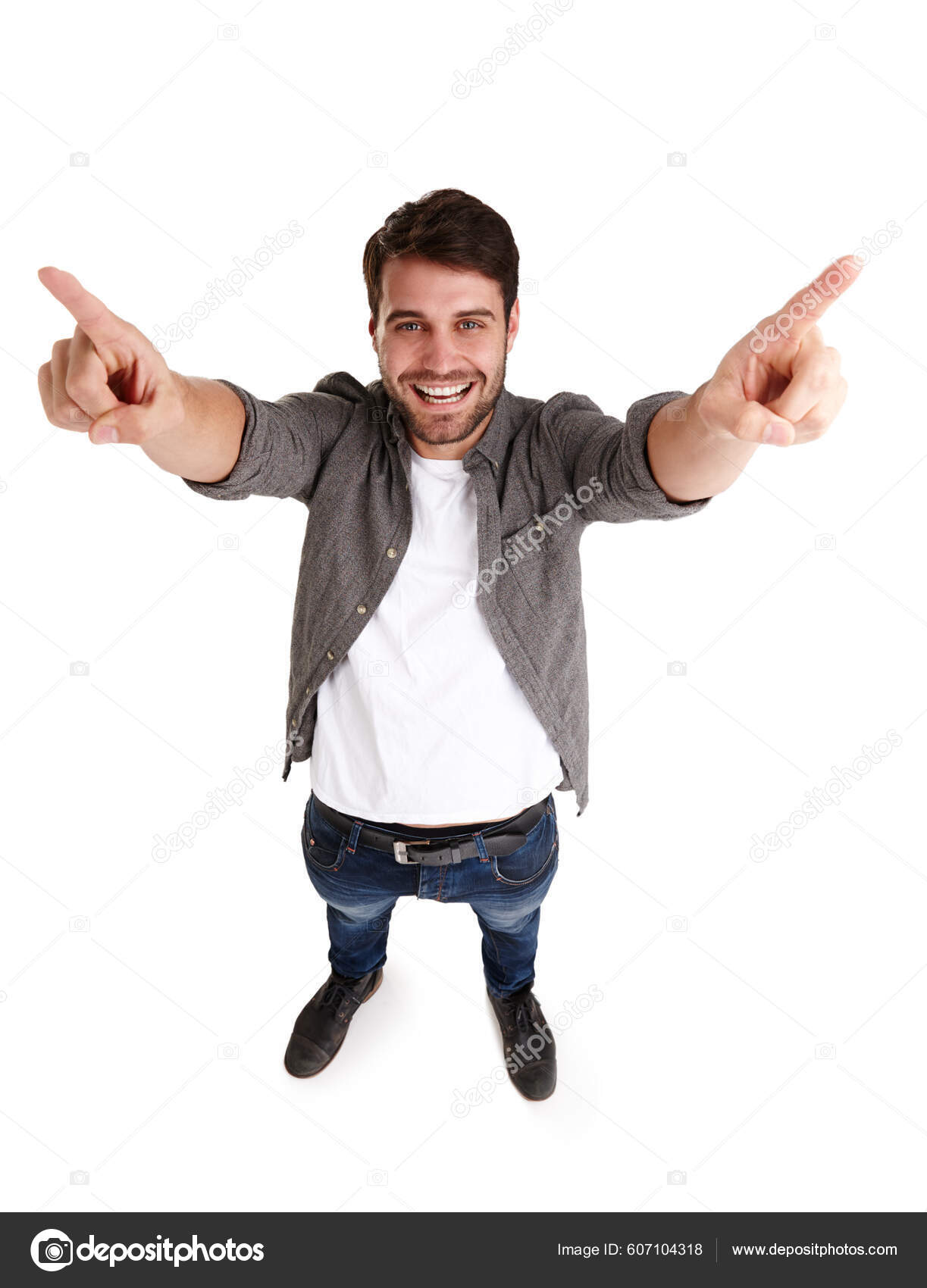 Were Making Top High Angle Portrait Happy Young Man Studio Stock Photo ...