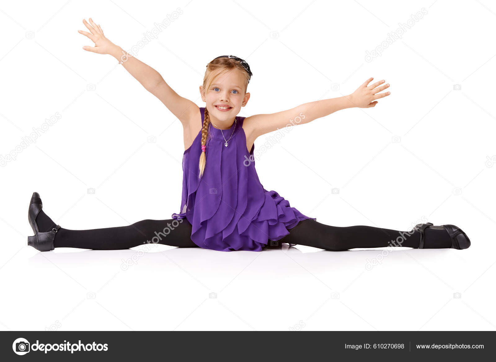 Daa Full Length Shot Young Girl Doing Splits Isolated White Stock Photo ...