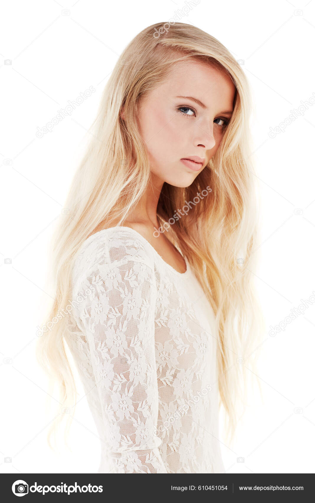 Lady White Portrait Beautiful Young Woman White Dress — Stock Photo ...
