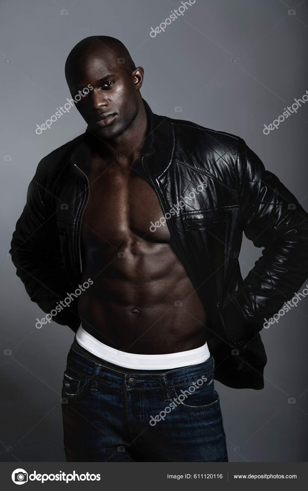 Masculine Confidence Handsome African Man Modeling Clothes Studio ...