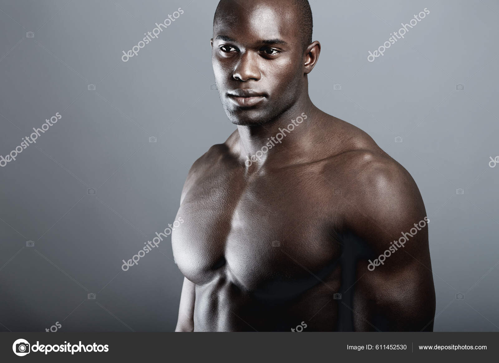 Dark Adonis Studio Shot Bare Chested African American Man — Stock Photo ...