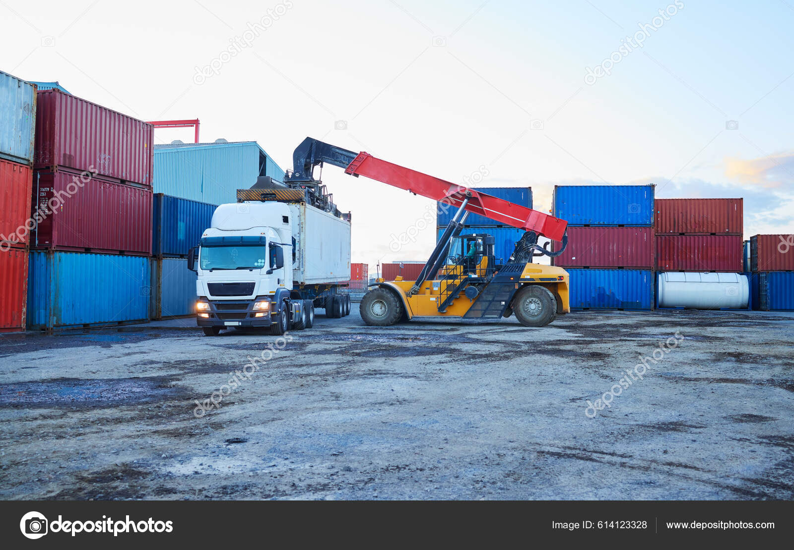 Logistics Shipping Container Truck Forklift Cargo Warehouse Supply ...