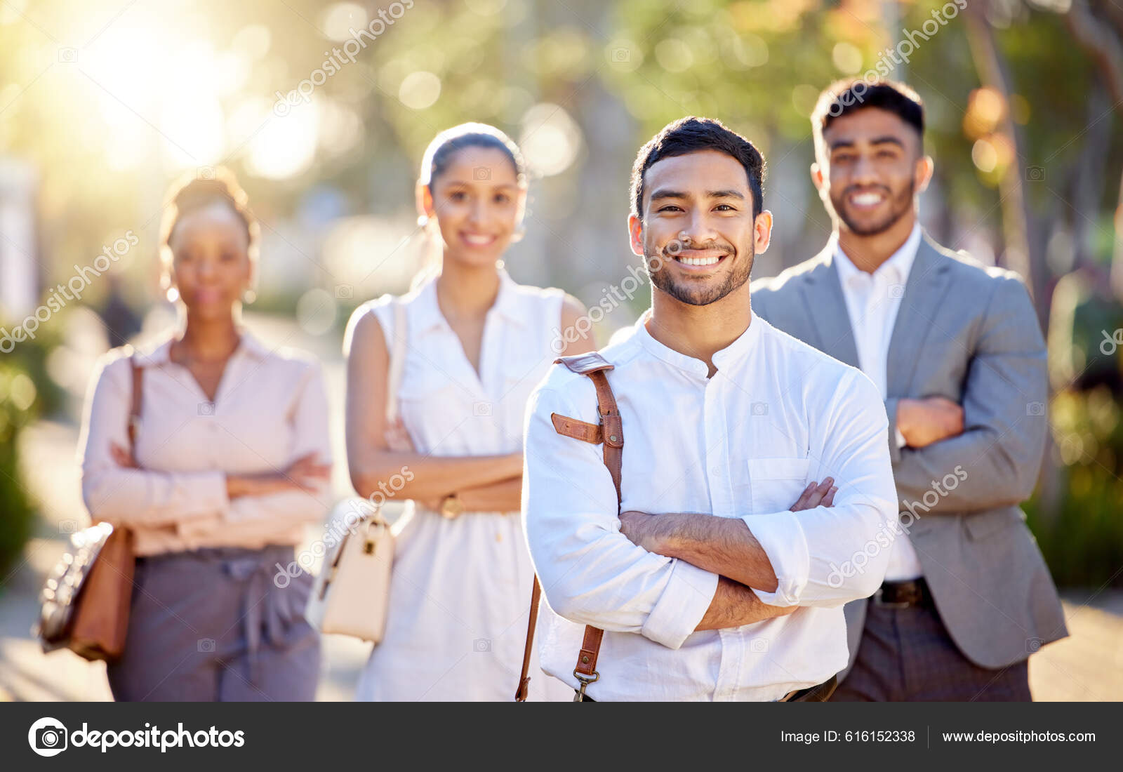 Ive Got Best Team Diverse Group Businesspeople Standing Together City ...