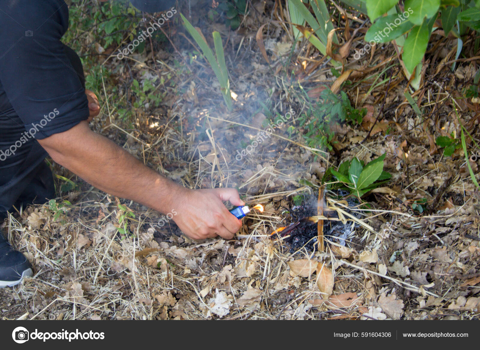 Image Hand Arsonist Who Starts Fire Wood Lighter Reference Problem ...