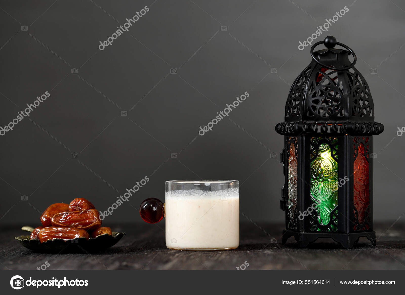 Ramadan Concept Fasting Dates Milk Dates Susu Kurma Ramazan Lantern ...