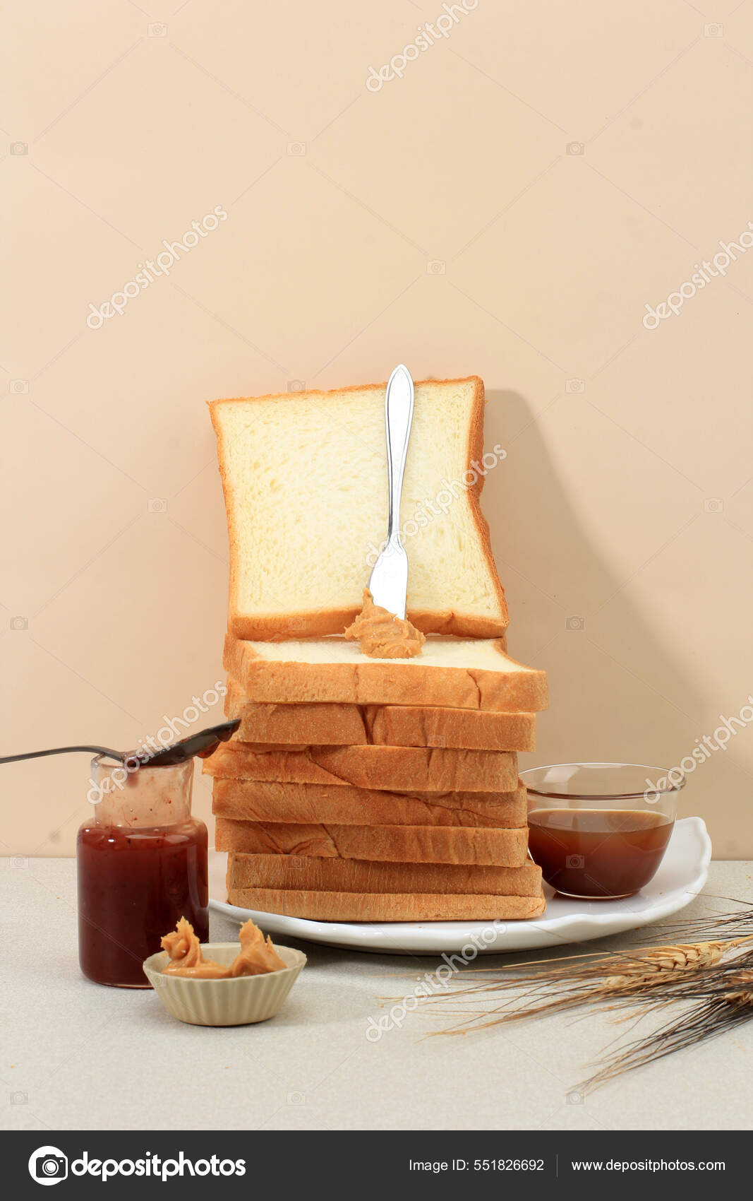 Sliced Toast Loaf White Bread Shokupan Roti Tawar Breakfast Wooden ...