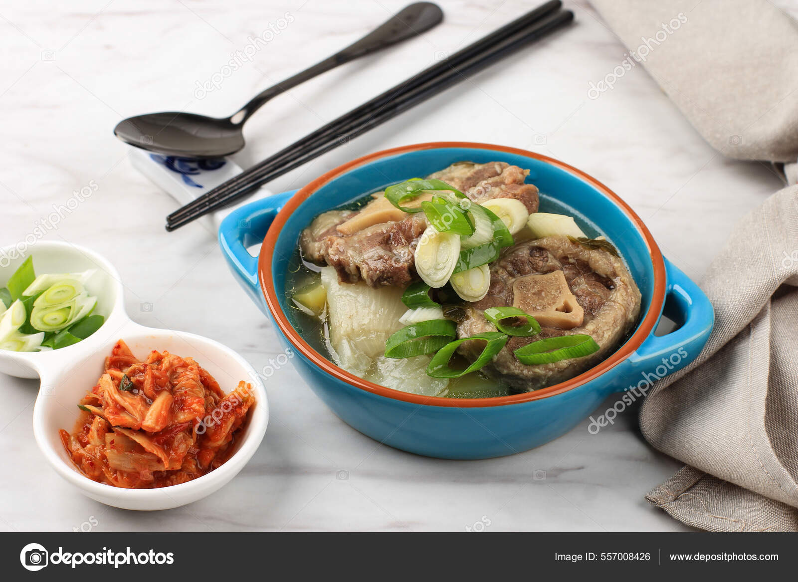 Close Gori Gomtang Sokkori Gomtang Korean Beef Oxtail Stew Soup — Stock ...