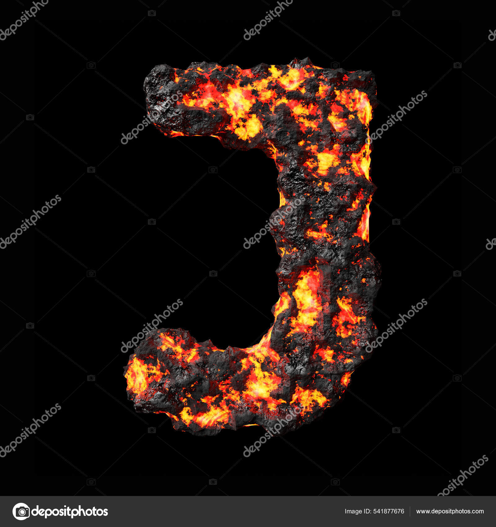 Lava Letter Clean Black Background Isolated Lava Coal Smoldering ...