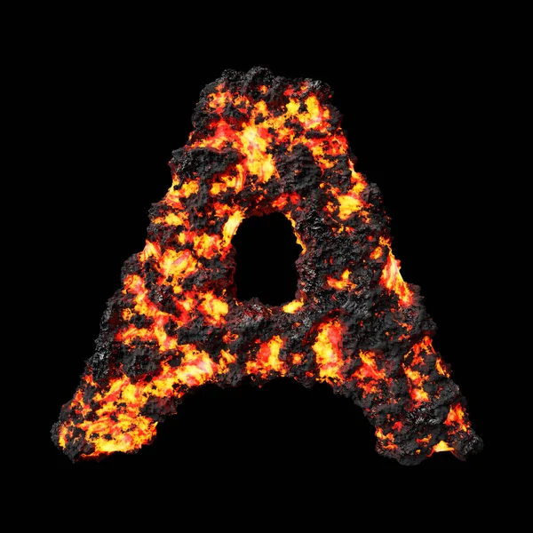 Lava Letter Clean Black Background Isolated Lava Coal Smoldering ...