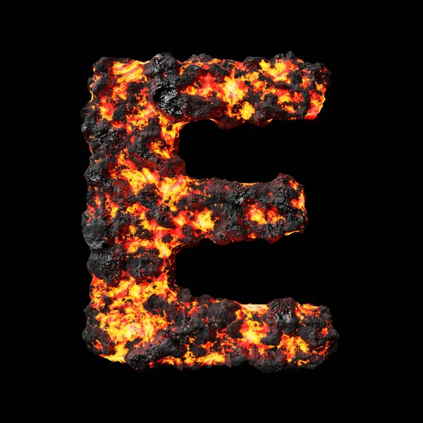 Lava Letter Clean Black Background Isolated Lava Coal Smoldering ...