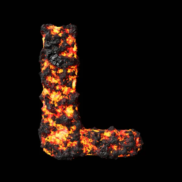 Lava Letter Clean Black Background Isolated Lava Coal Smoldering ...