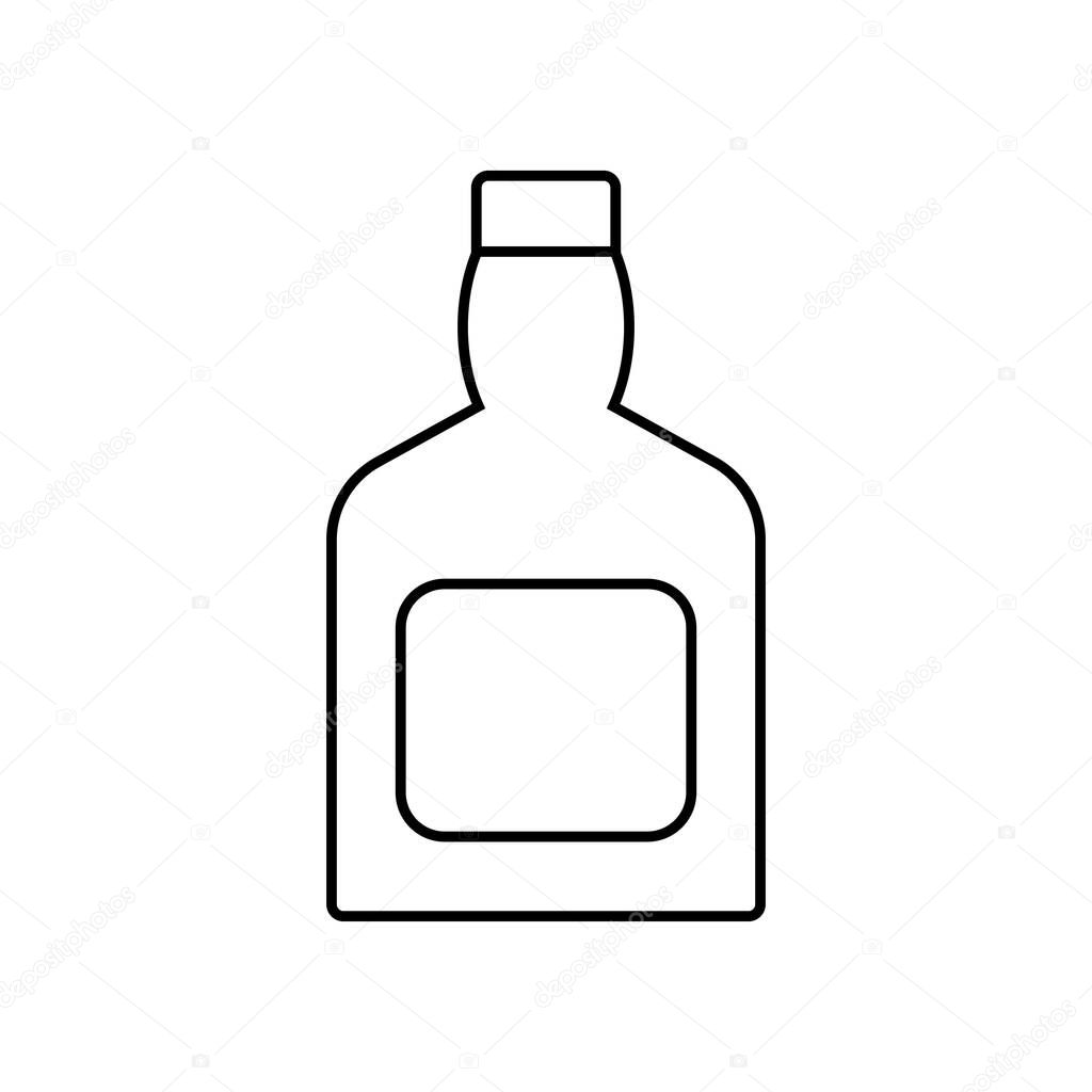 Icono del contorno de la botella de whisky. signo de estilo lineal para el concepto móvil y el ...