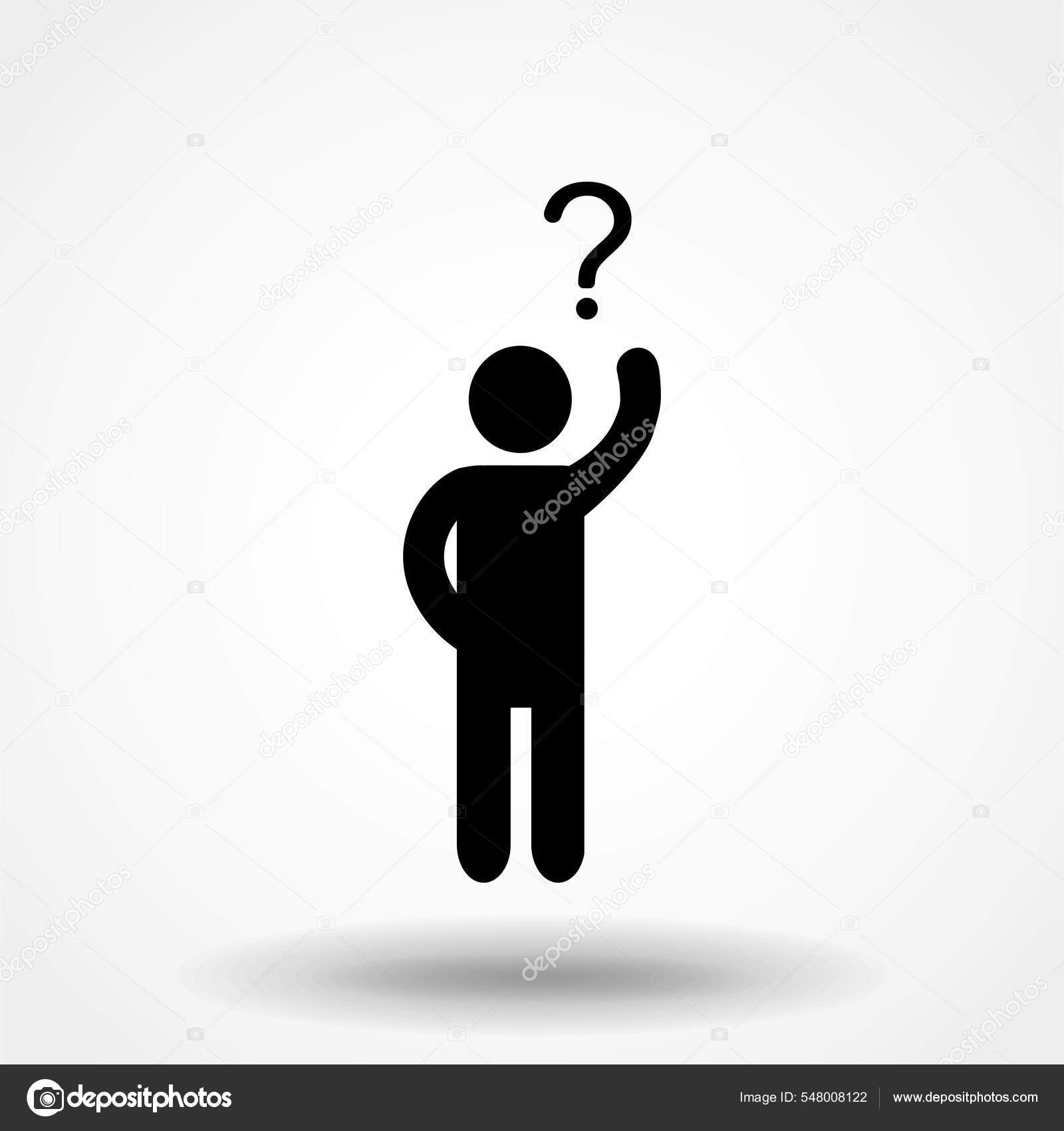 Simple Vector Icon Man Person Raised Hand Question Mark Uncertain Stock Vector by ©Fresh_Studio ...
