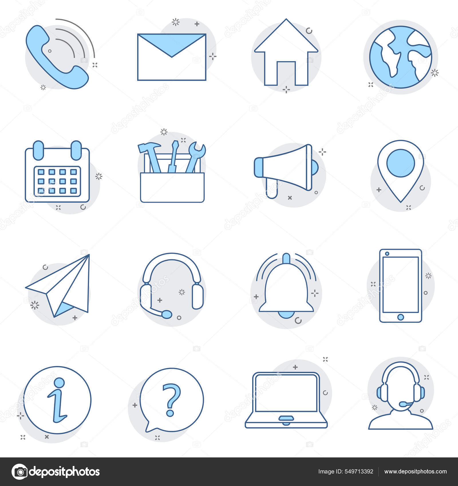 Set Contact Icon Template Color Editable Contact Pack Symbol Vector ...