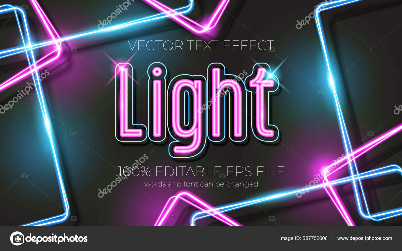 Light Editable Neon Text Effect Style Eps Editable Text Effect — Stock Photo © SoulGIE #587752606