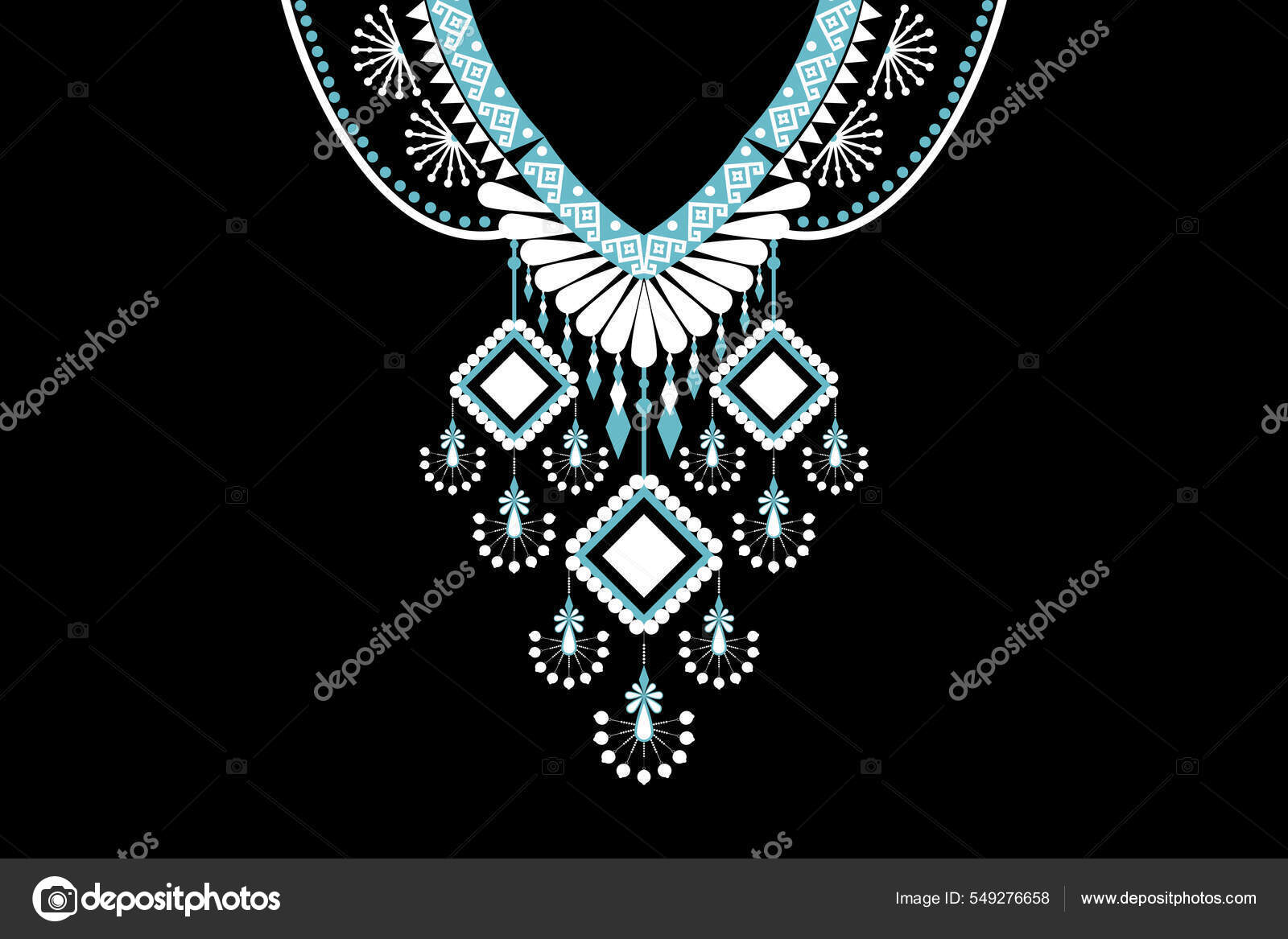 Beautiful Figure Tribal Geometric Ethnic Necklace Pattern Traditional ...