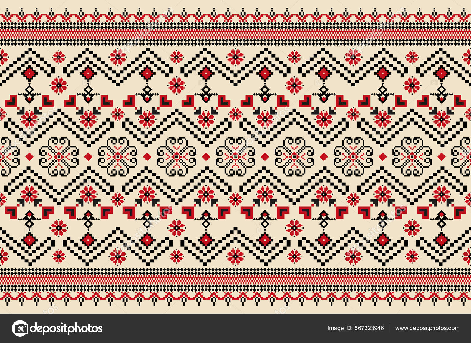 Beautiful Ukrainian Knitted Embroidery Geometric Ethnic Oriental ...