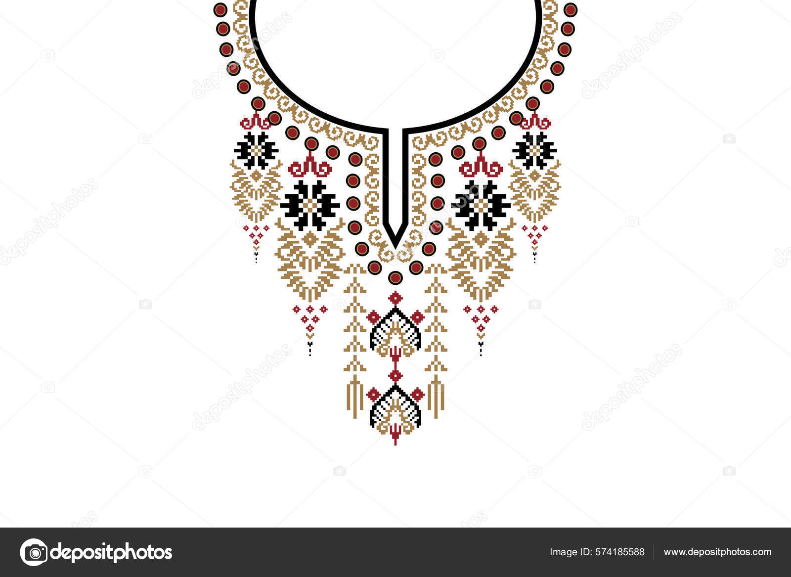 Beautiful Neckline Embroidery Geometric Ethnic Oriental Pattern ...
