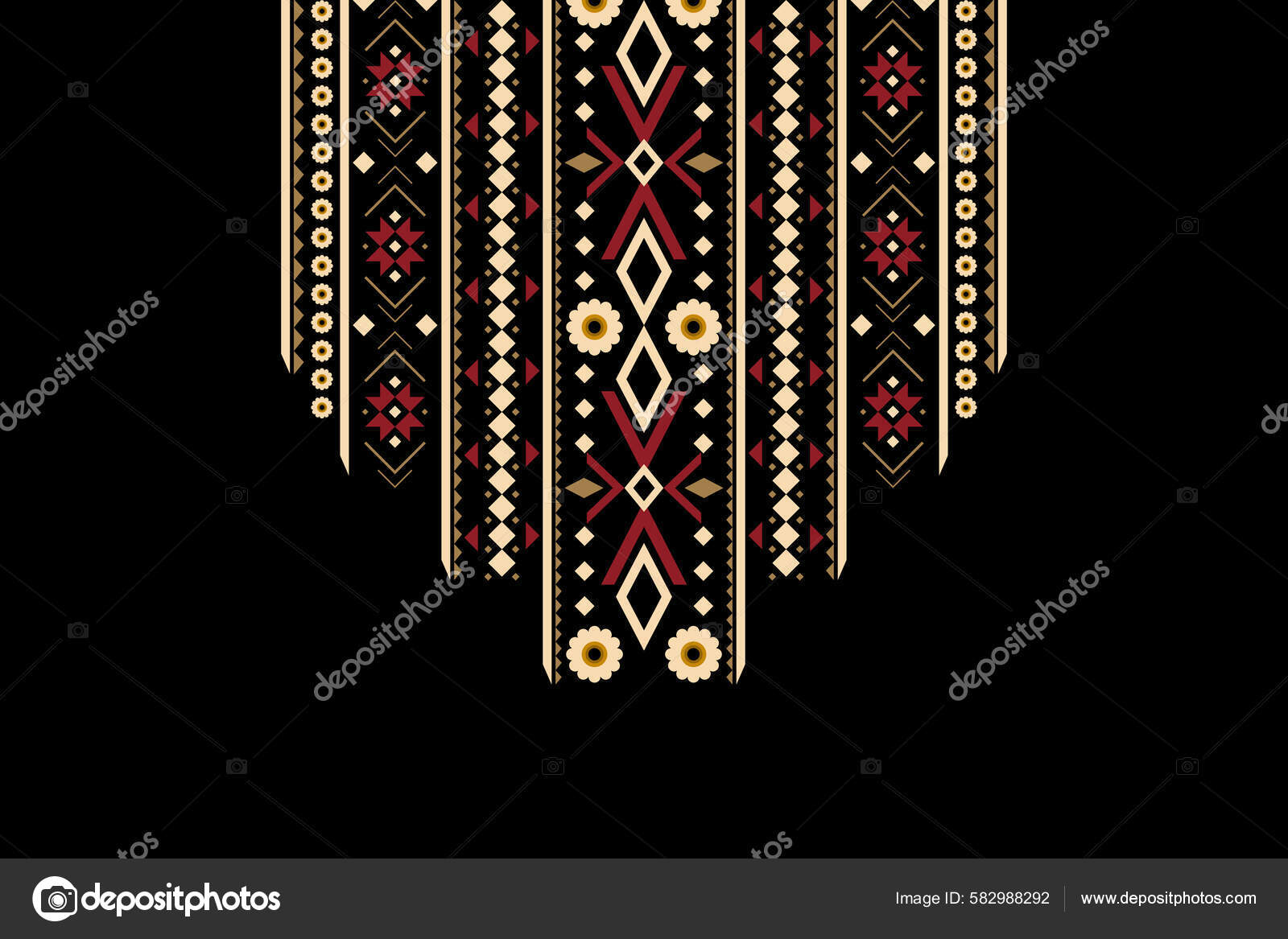Beautiful Neckline Embroidery Geometric Ethnic Oriental Pattern ...